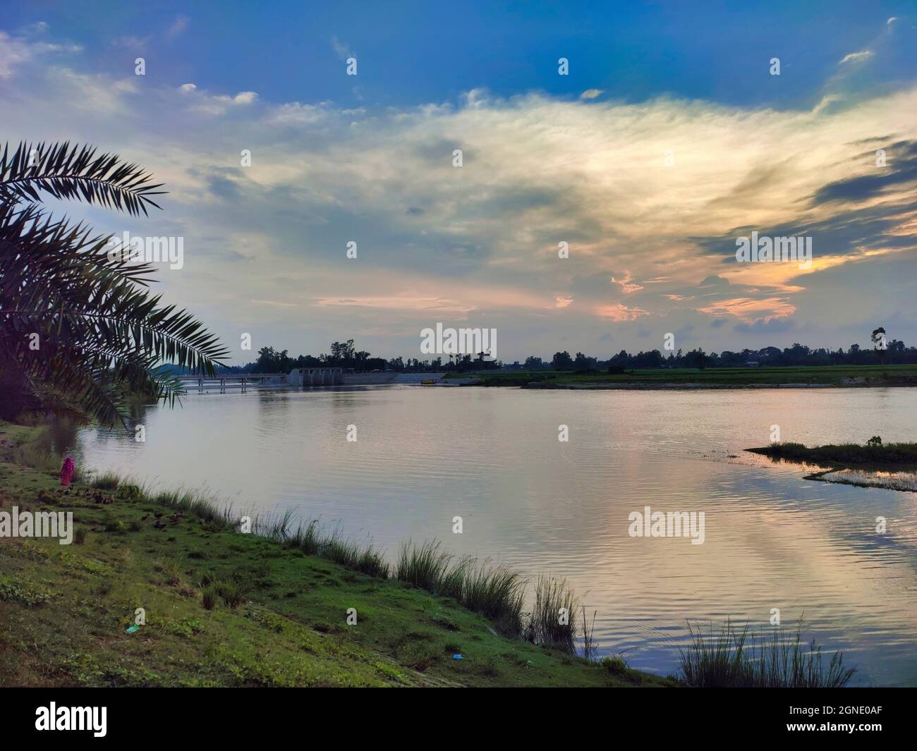 Amazing river landscape with cloud in the evening.Sunset in bangladesh ...