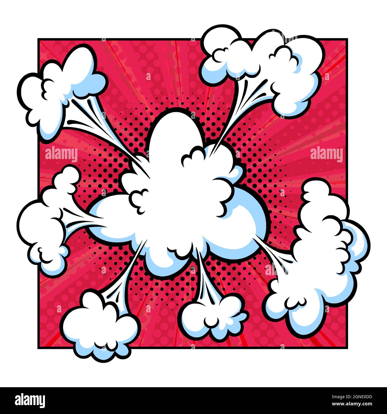 Surprising boom cloud in halftone background for sales and promotions ...