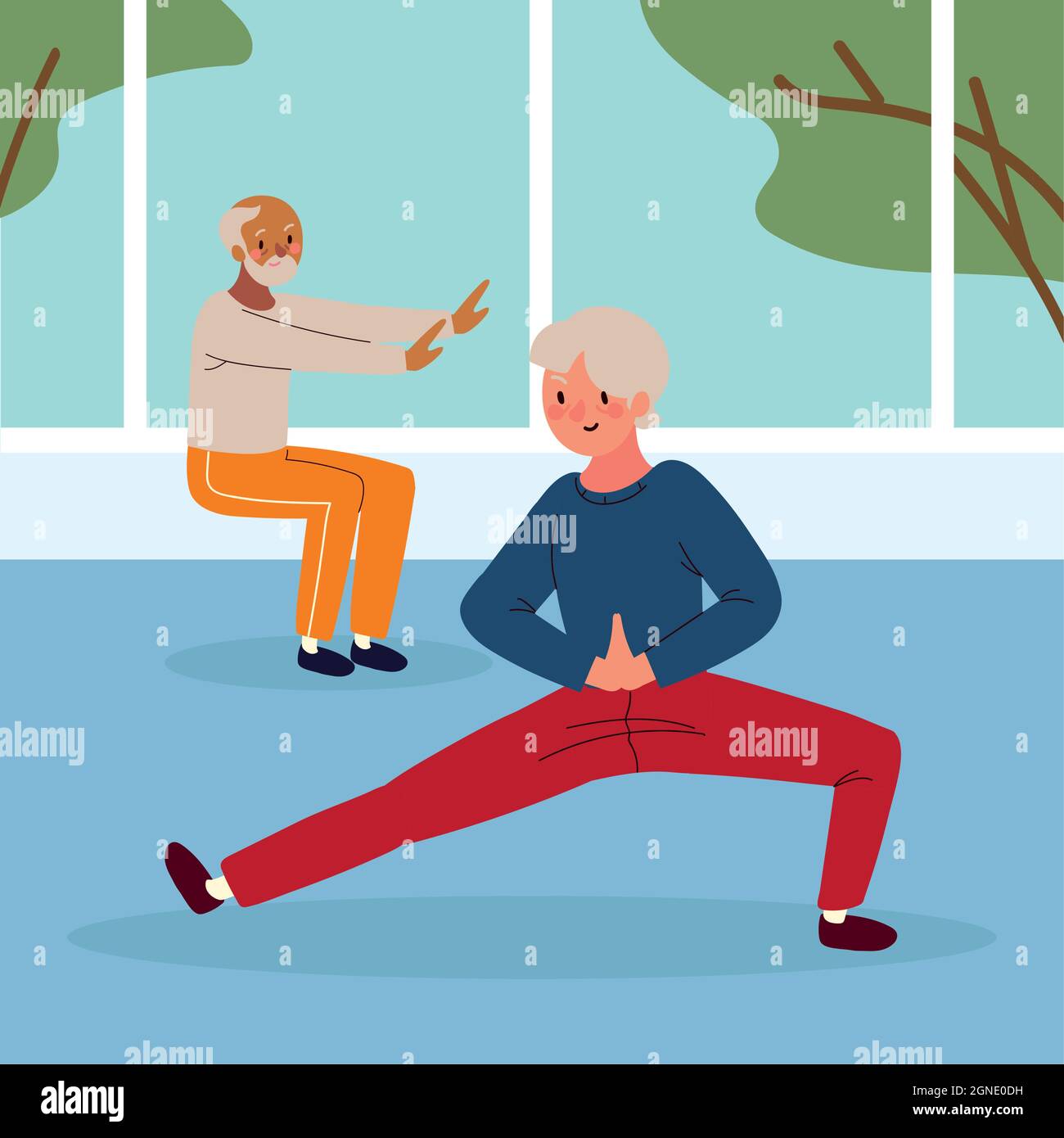 Old age home exercise Stock Vector Images - Alamy