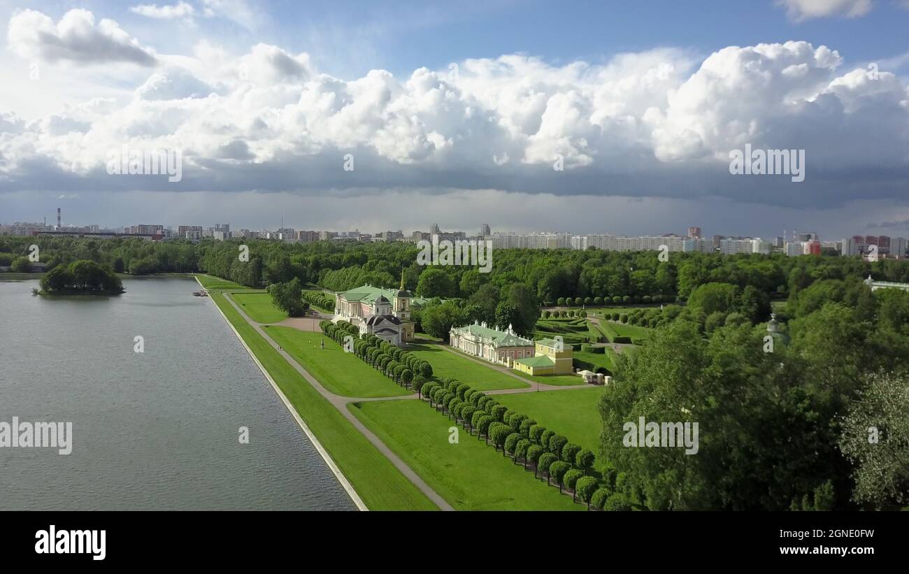 Flying over a parkland in classic style Stock Photo - Alamy