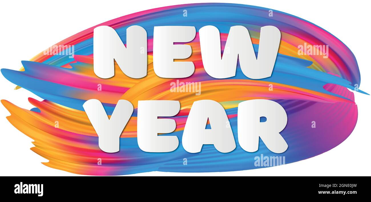 Stylish bright creative text NEW YEAR on white background - Vector ...