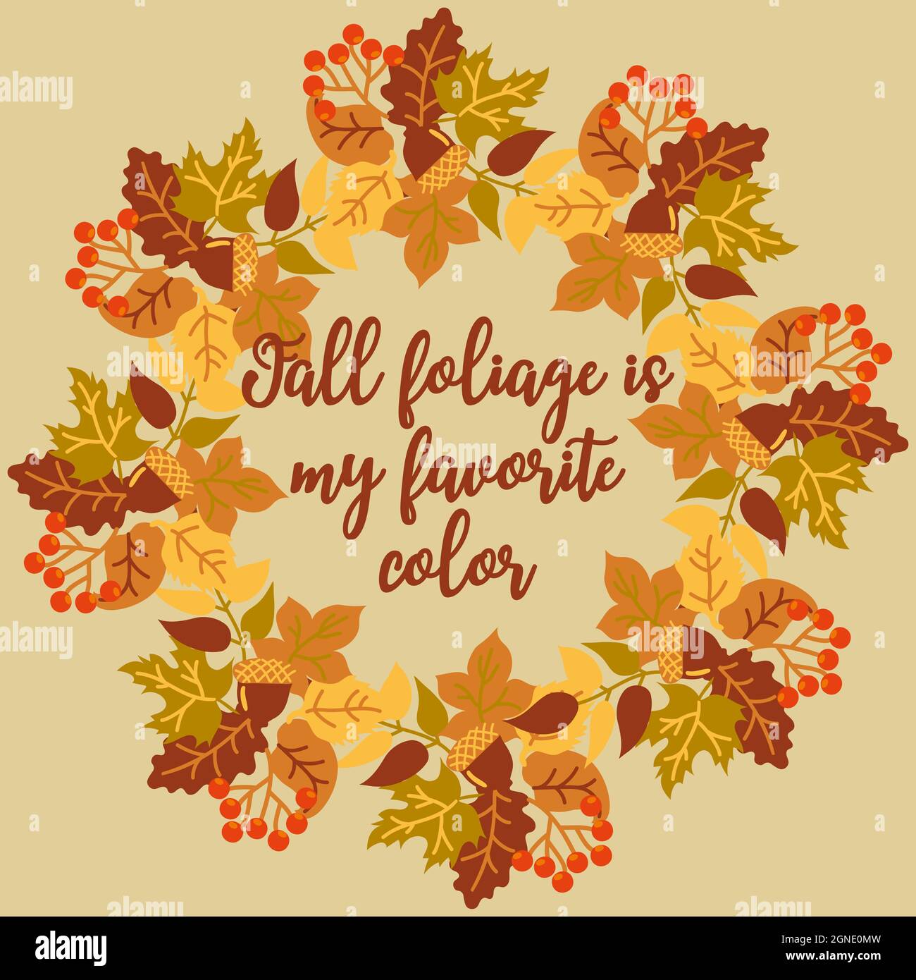 Autumn wreath leaves berries Stock Vector Images - Alamy