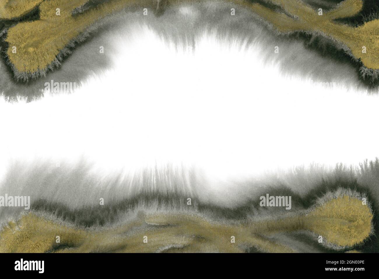 Japanese sumi black and gold wave abstract, natural grunge hand paint ...