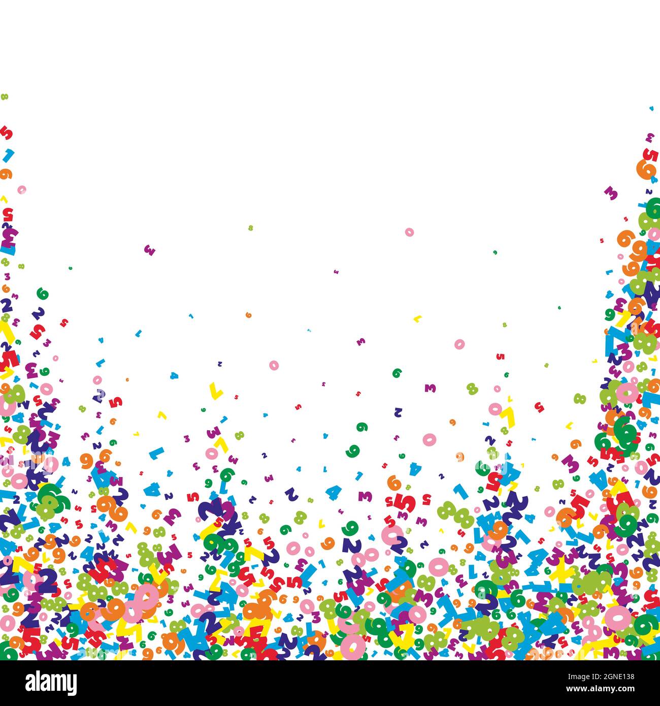 Falling vivid numbers. Math study concept with flying digits. Fair back ...