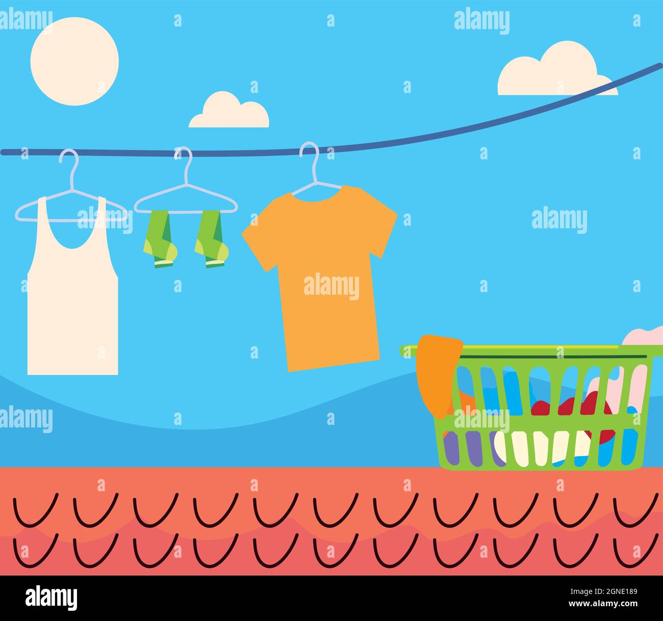 hanging clothes on rope Stock Vector Image & Art - Alamy