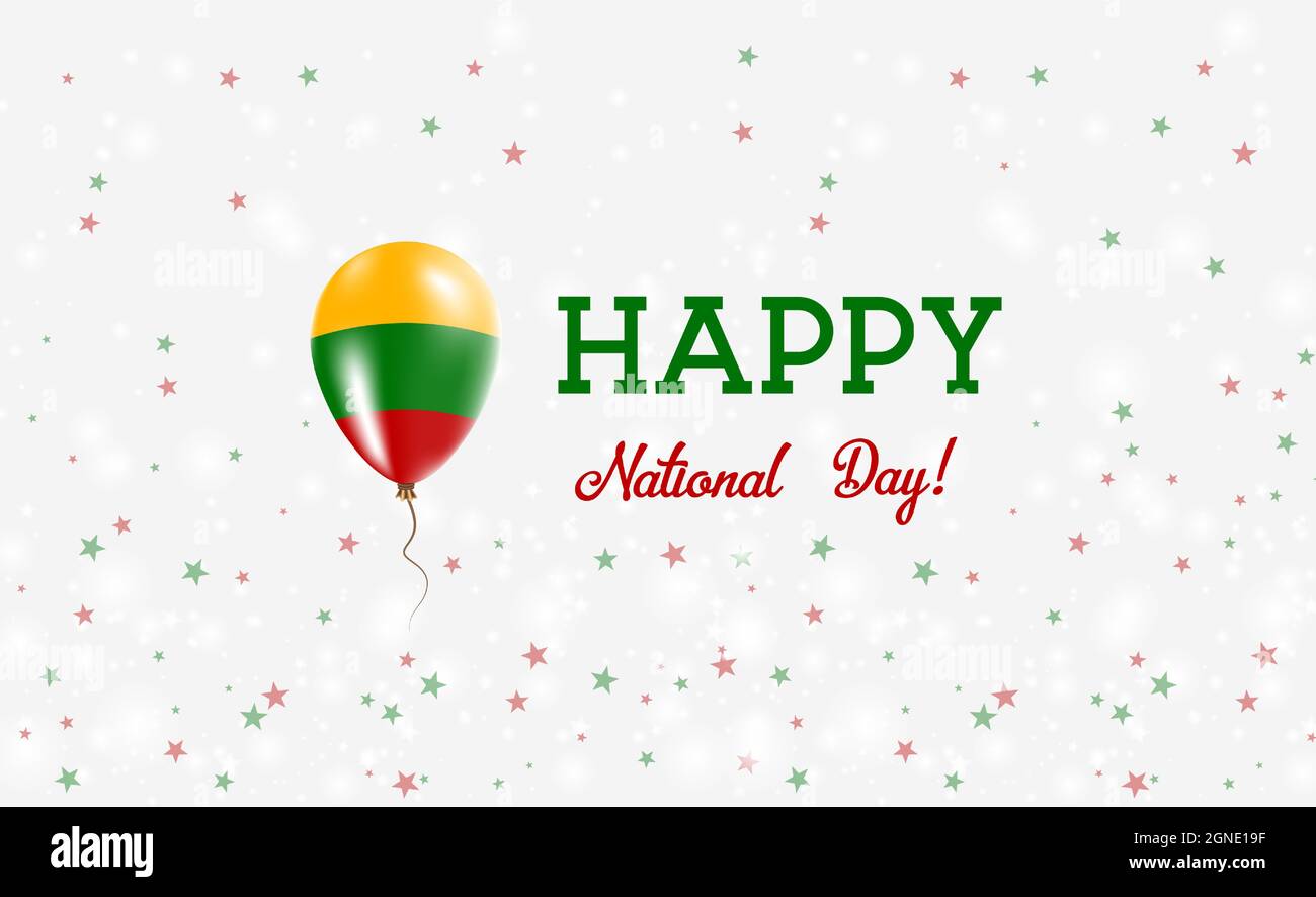 Lithuania National Day patriotic poster. Flying Rubber Balloon in ...