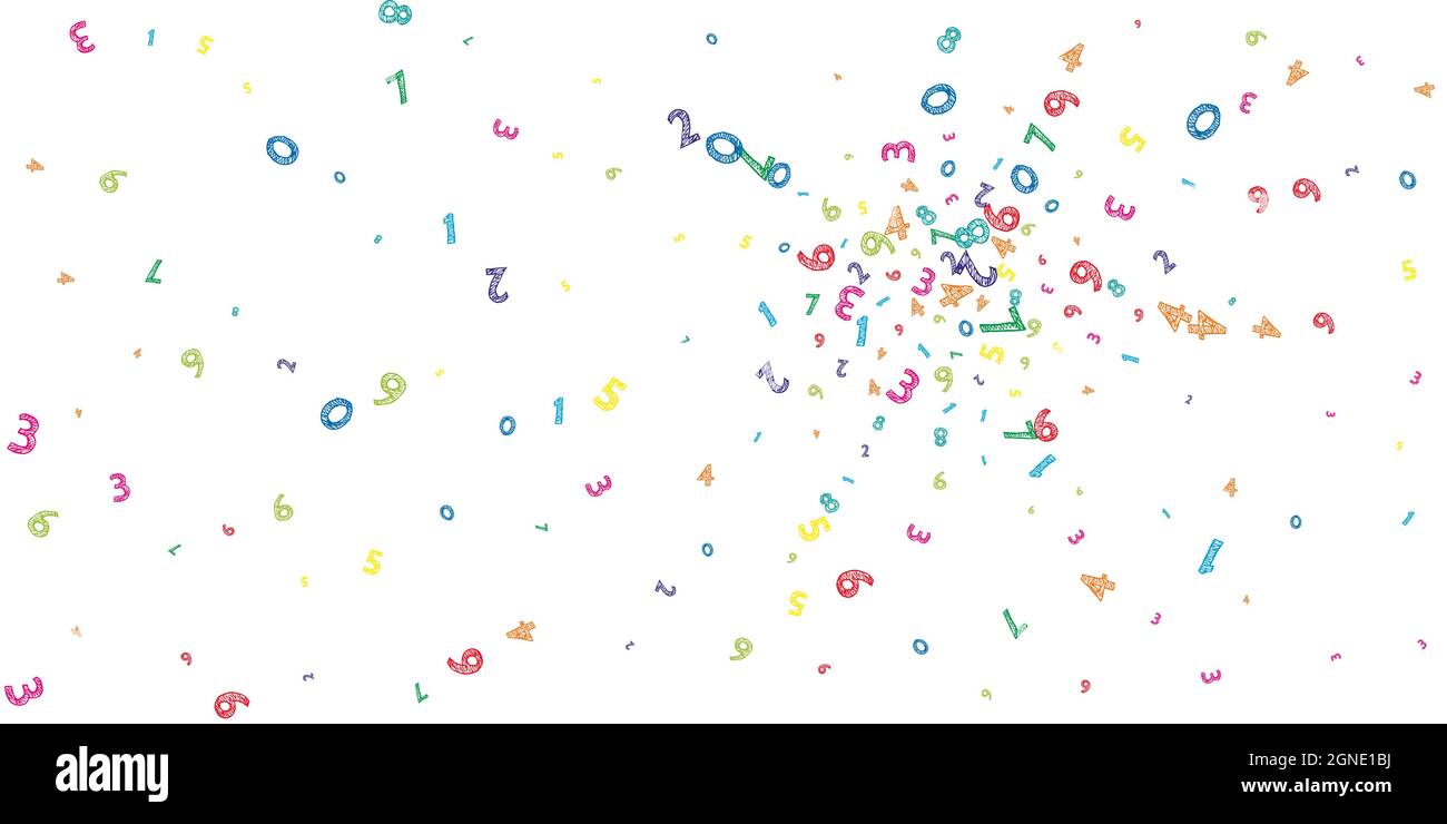 Falling colorful messy numbers. Math study concept with flying digits ...