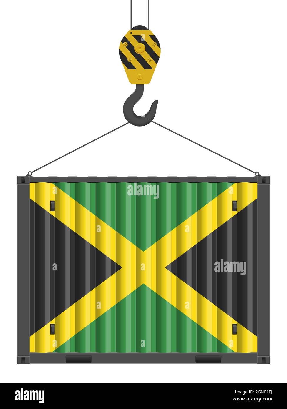 Hooked cargo container with Jamaica flag on a white background. Vector ...