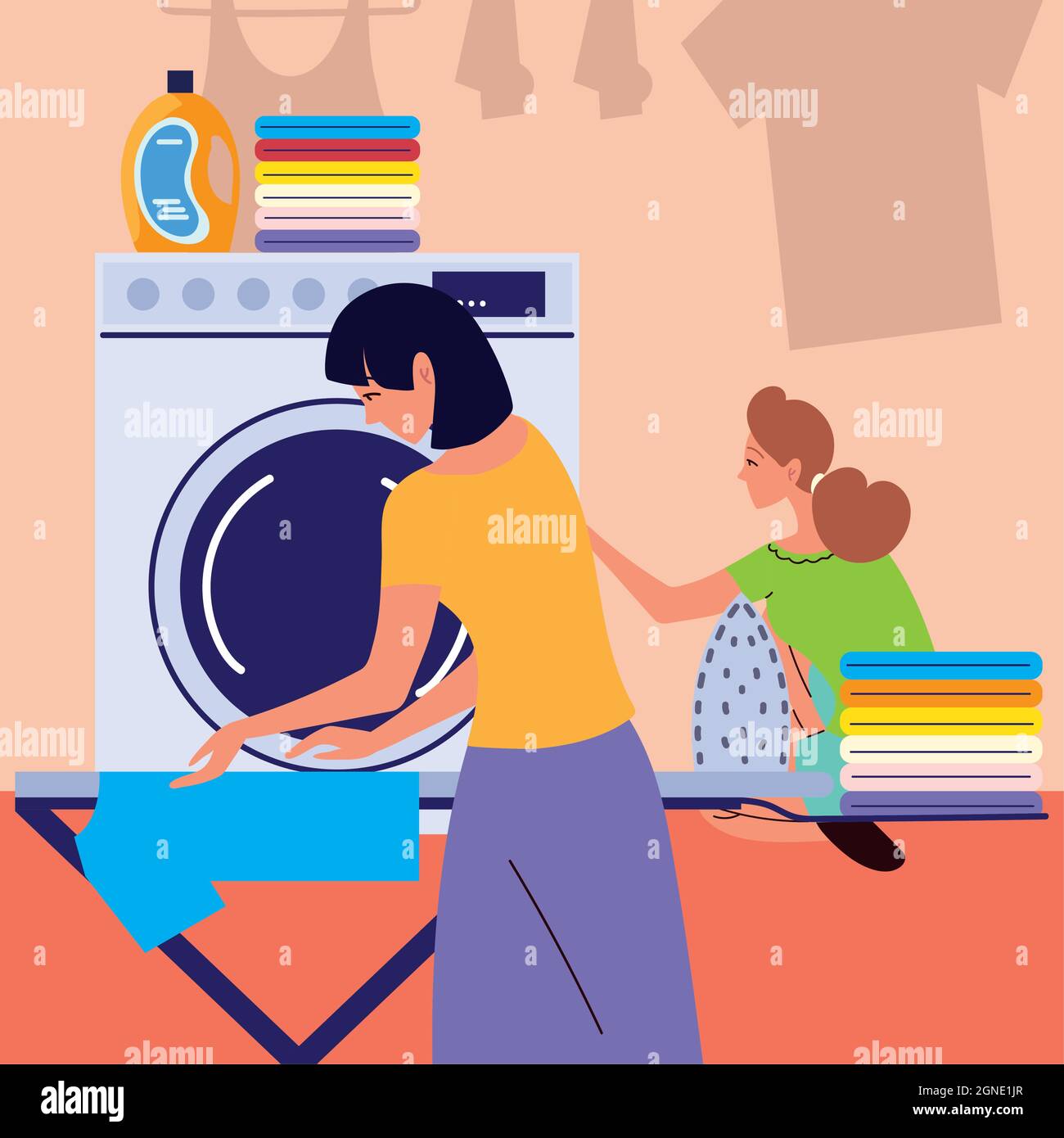 Women laundry machine Stock Vector Images - Alamy