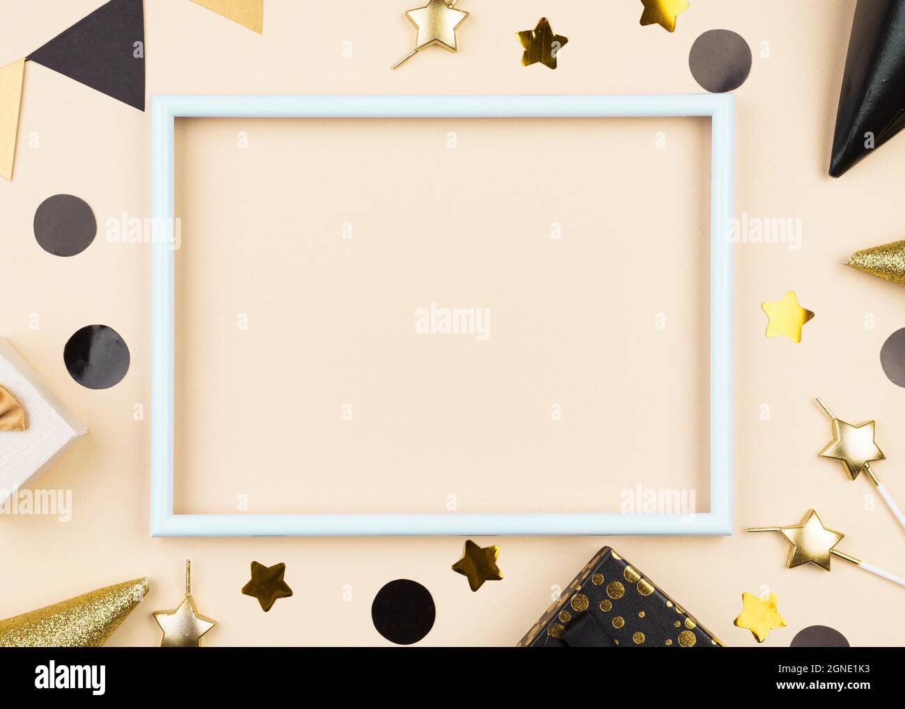 flat lay birthday decorations with frame. High quality and resolution ...
