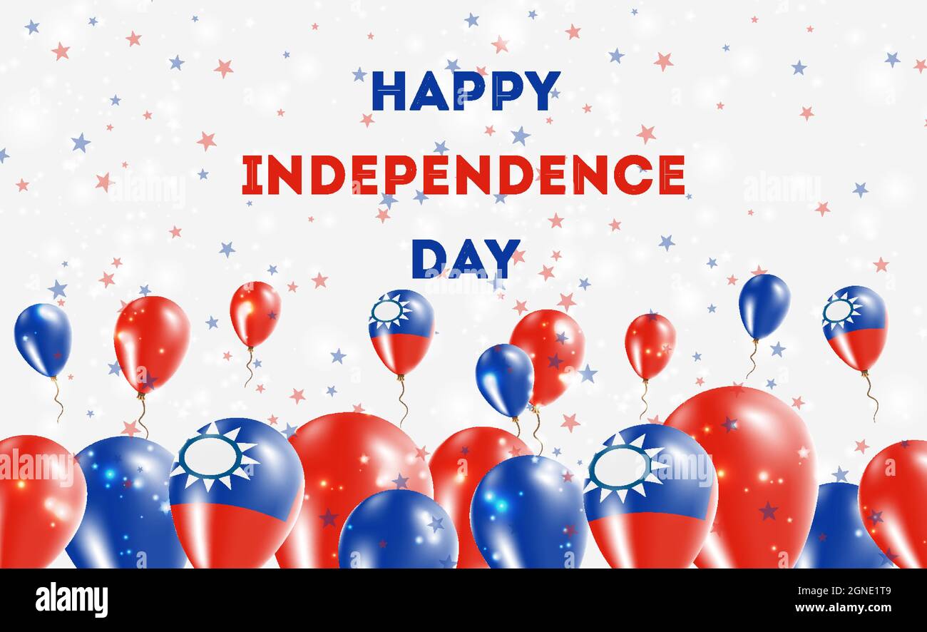 Taiwan Republic Of China Independence Day Patriotic Design. Balloons in ...