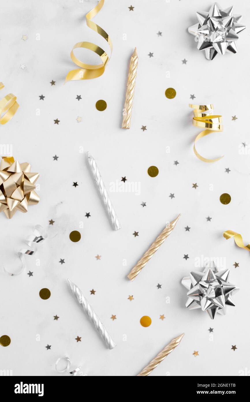 flat lay elegant birthday concept. High quality and resolution ...