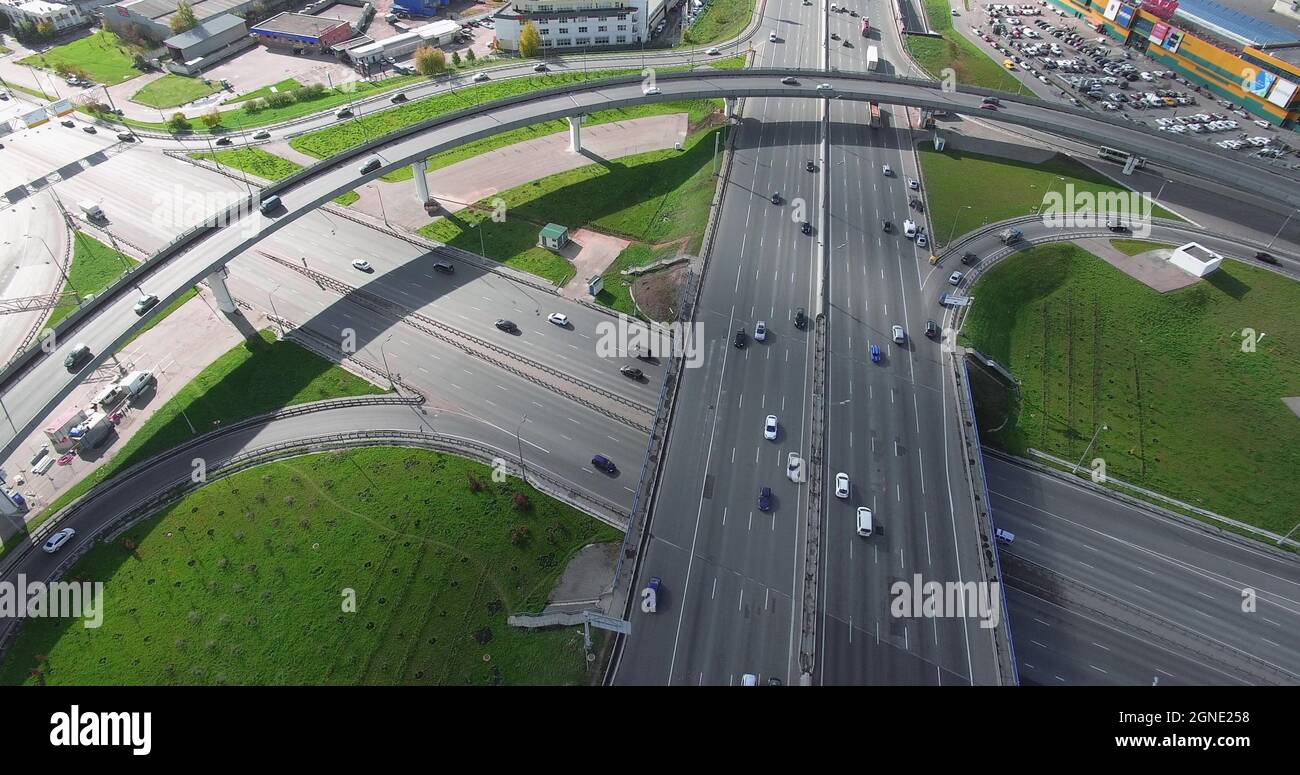 Aerial shot of transport intersection in big city Stock Photo - Alamy