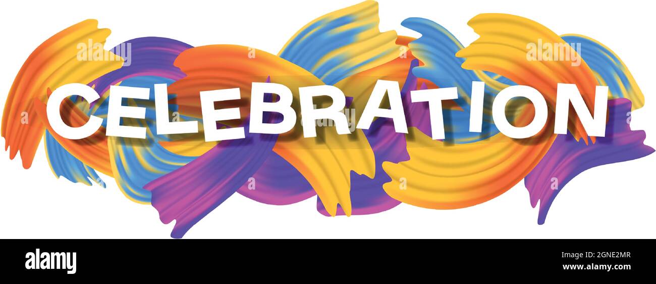 Stylish bright creative text CELEBRATION on a white background - Vector ...