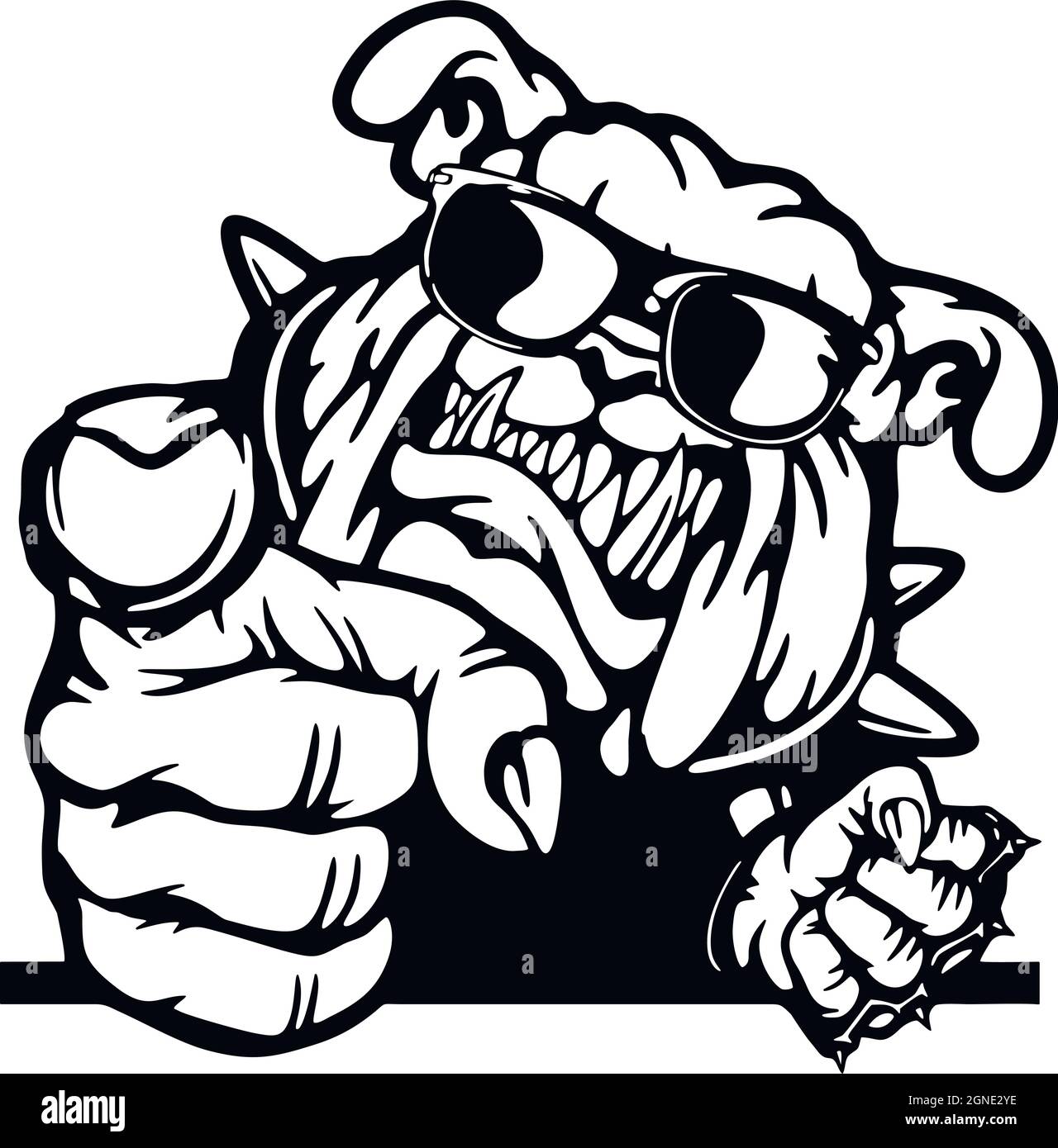 Angry English Bulldog Bad Dog With Gun Vector Stencil Head Of Dog angry-english-bulldog-bad-dog-with-gun-vector-stencil-head-of-dog