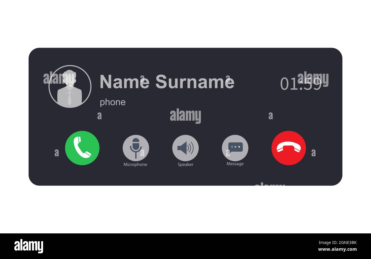 Template for the incoming call screen with icons. Smartphone interface ...