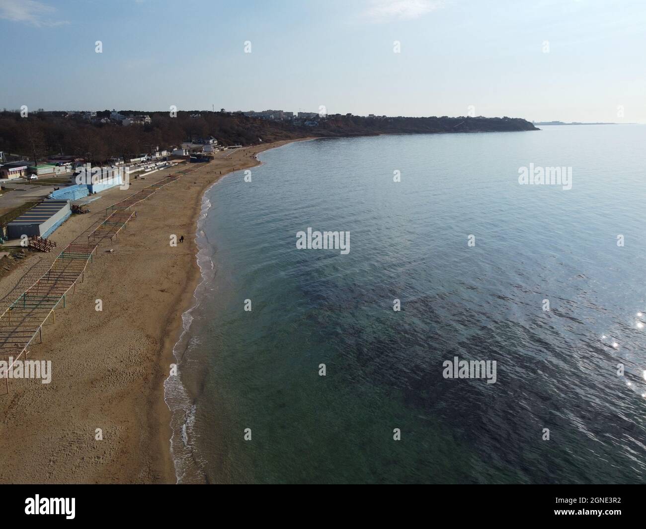 Beautiful remote beach with crystal clear azure water, aerial view ...