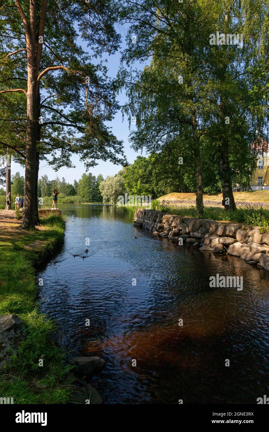 Priozersk, Russia - July 10, 2021: View of the park of the museum ...