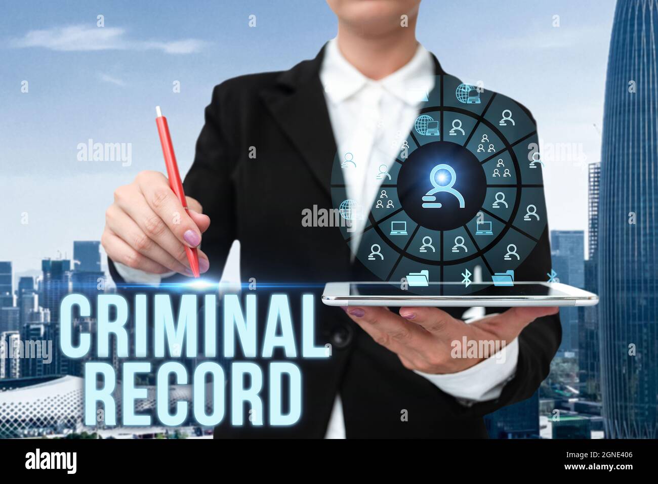 Conceptual caption Criminal Record. Word Written on profile of a person ...