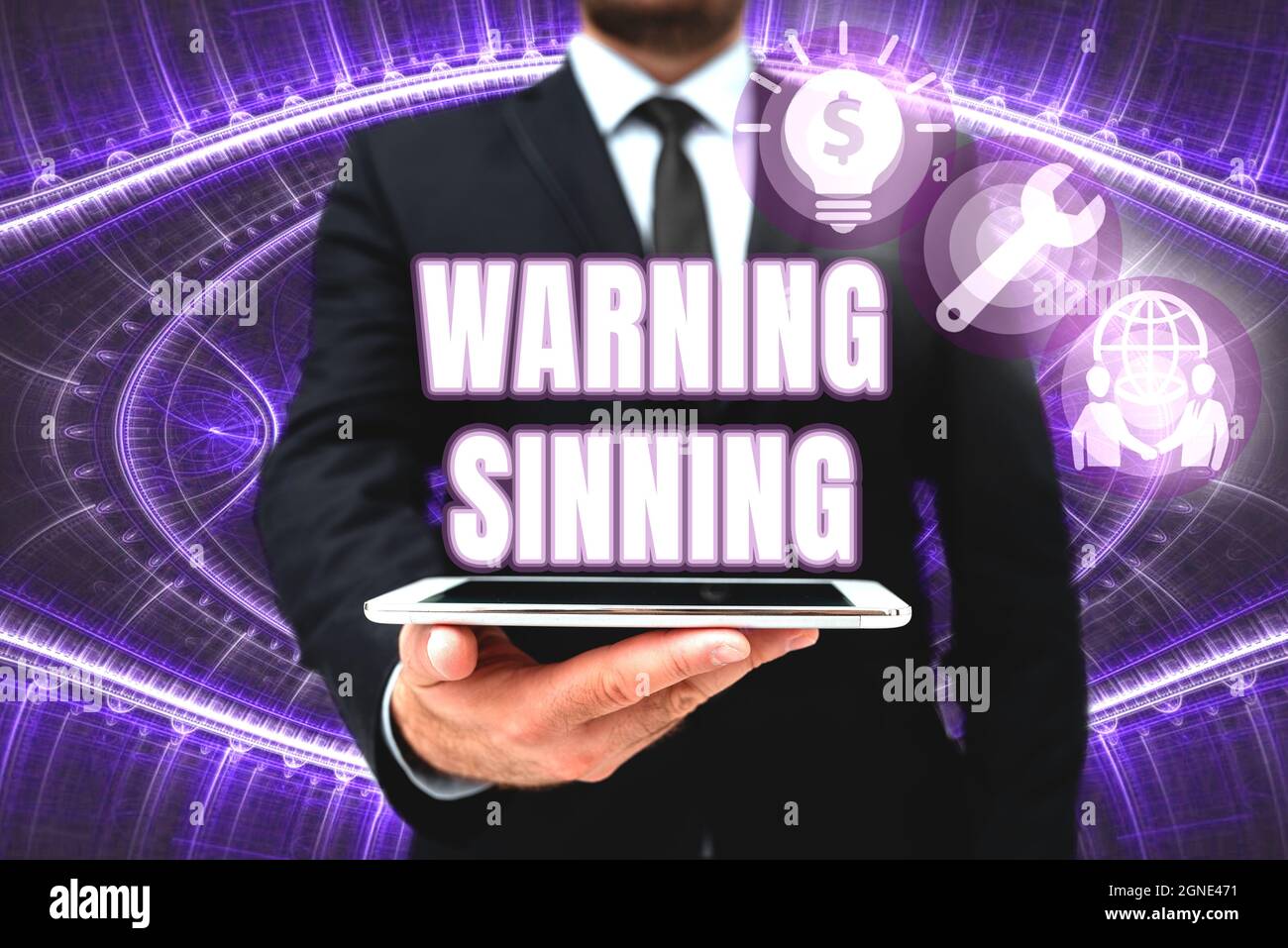 Hand writing sign Warning Sinning. Concept meaning stop the action ...