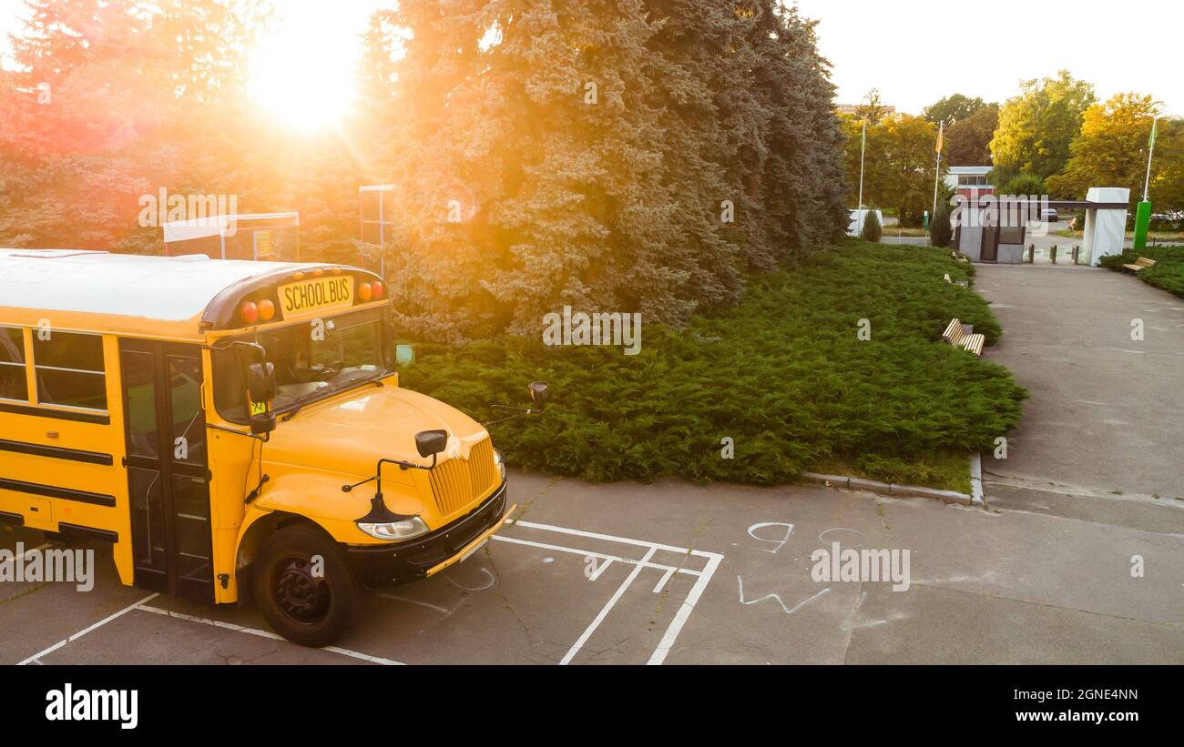 school bus in the schoolyard Stock Photo - Alamy