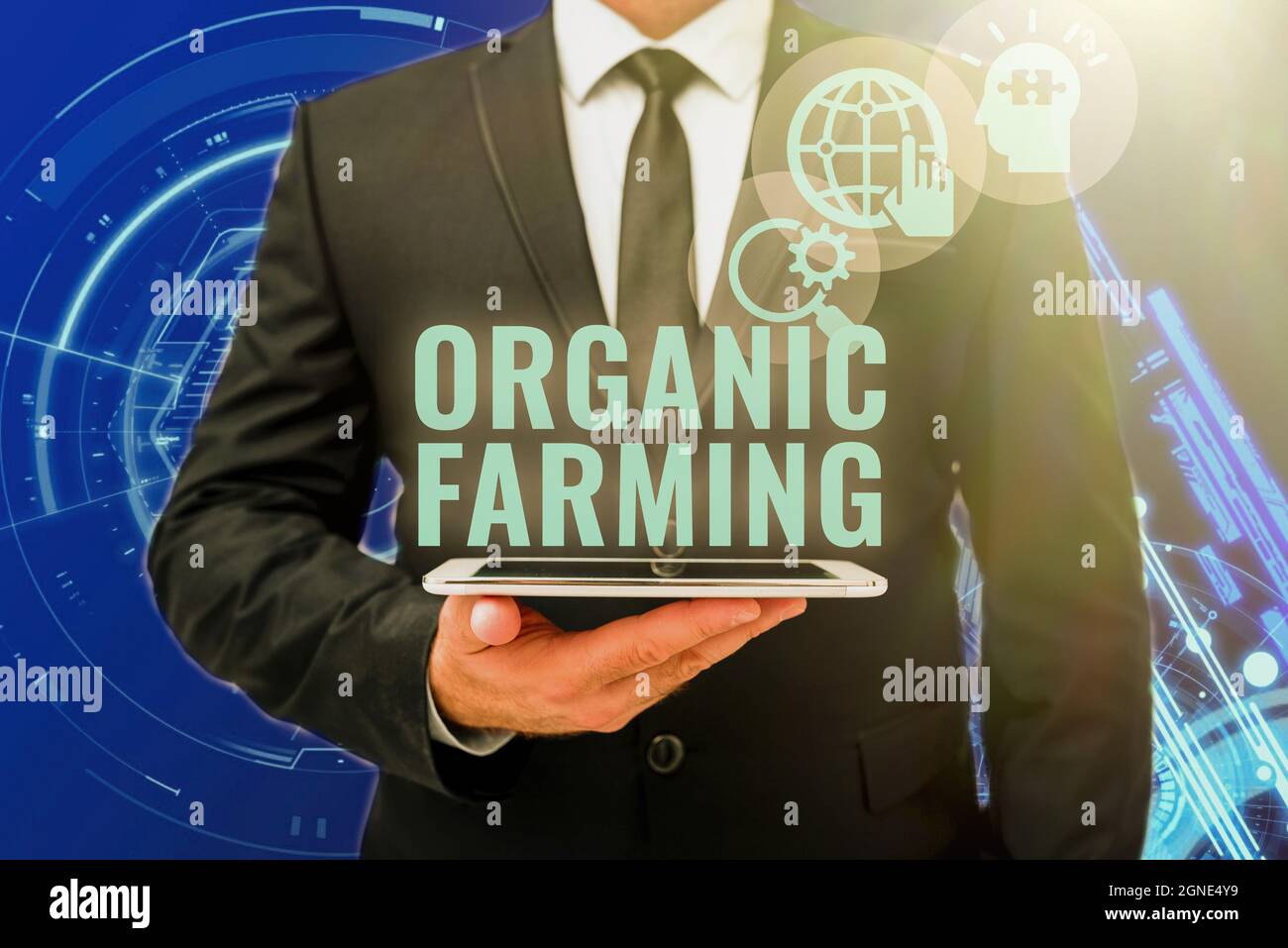 Inspiration showing sign Organic Farming. Concept meaning an integrated ...