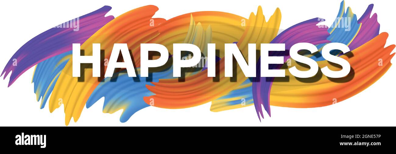 Stylish bright creative text HAPPINESS on white background - Vector ...