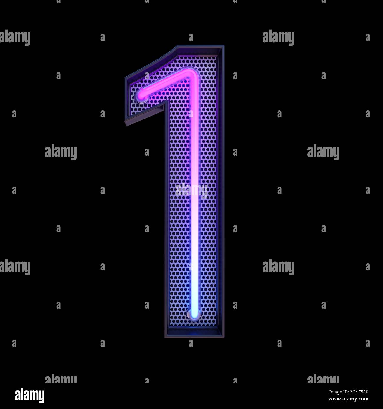 Number 1, Alphabet. Neon retro 3d number isolated on a black background ...