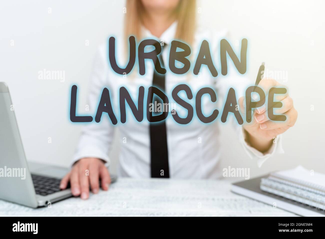Hand writing sign Urban Landscape, Business showcase images that ...