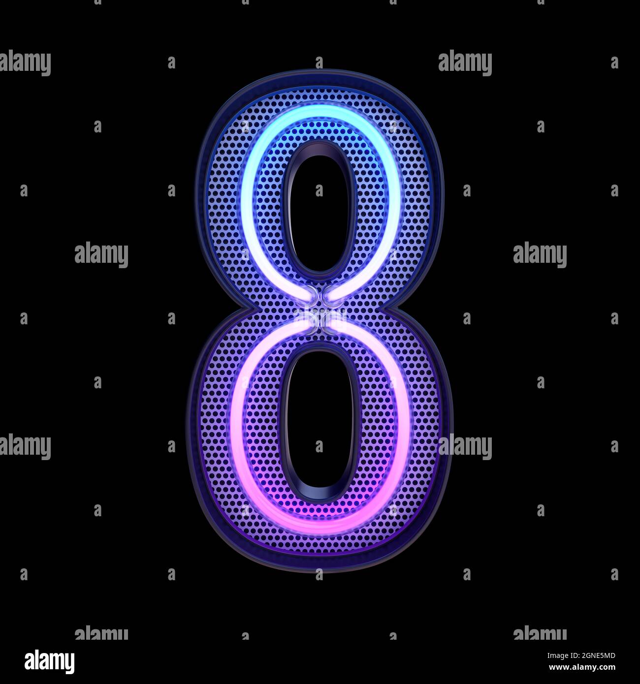 Number 8, Alphabet. Neon retro 3d number isolated on a black background ...