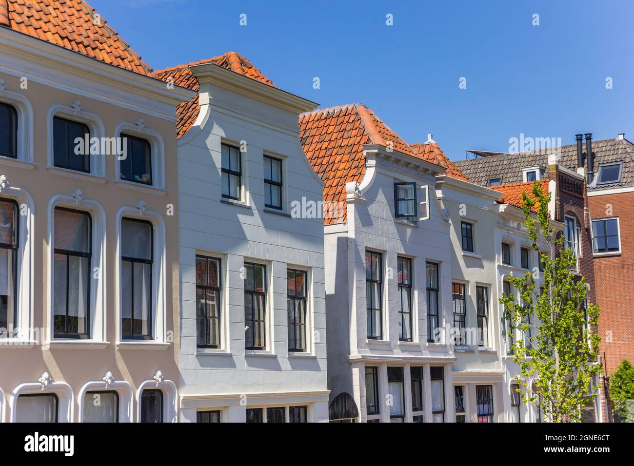 Historic white houses in the center of Gouda, Netherlands Stock Photo ...
