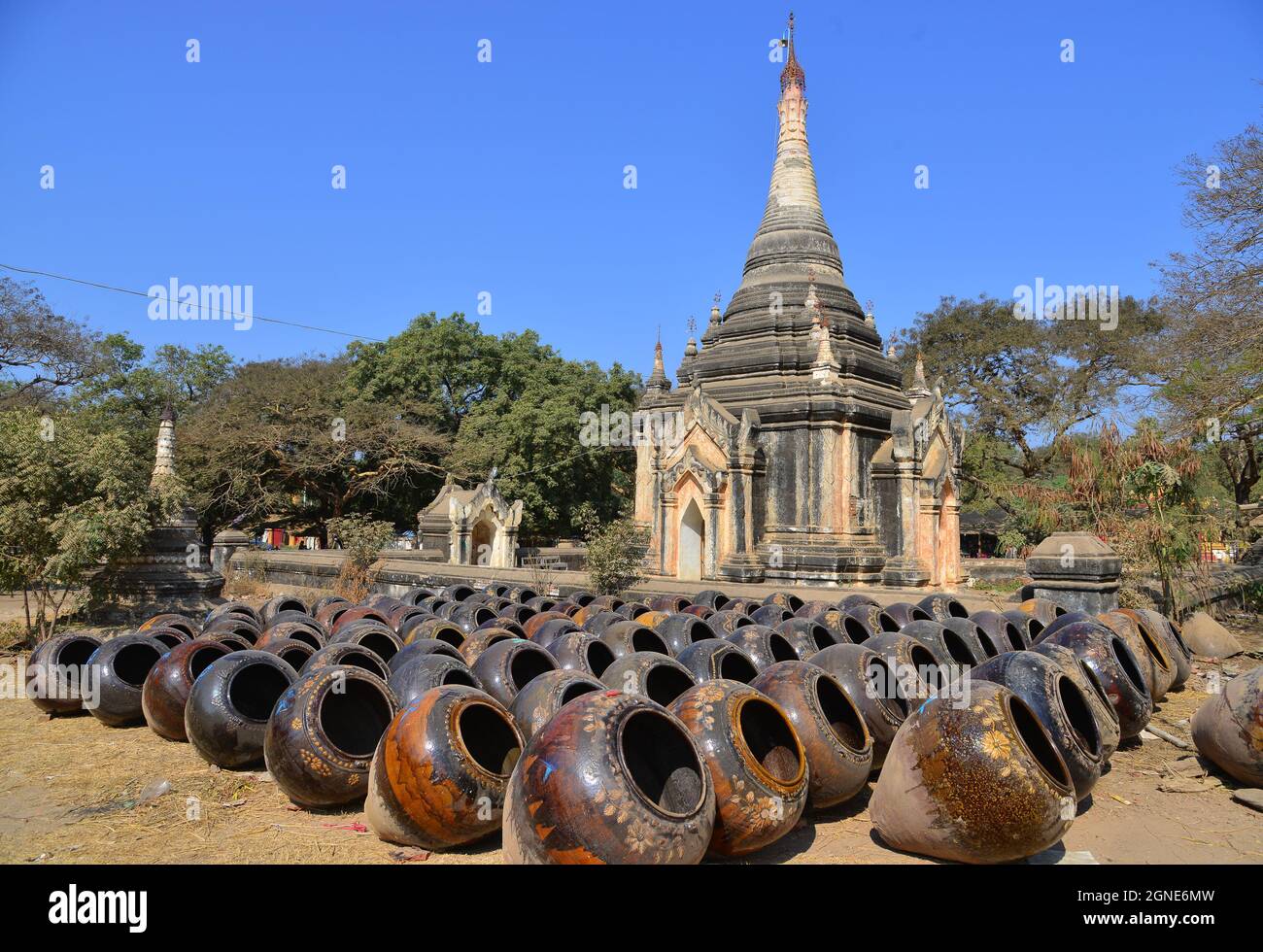 Traditional pottery shop in Bagan, Myanmar. Bagan is a famous tourist ...