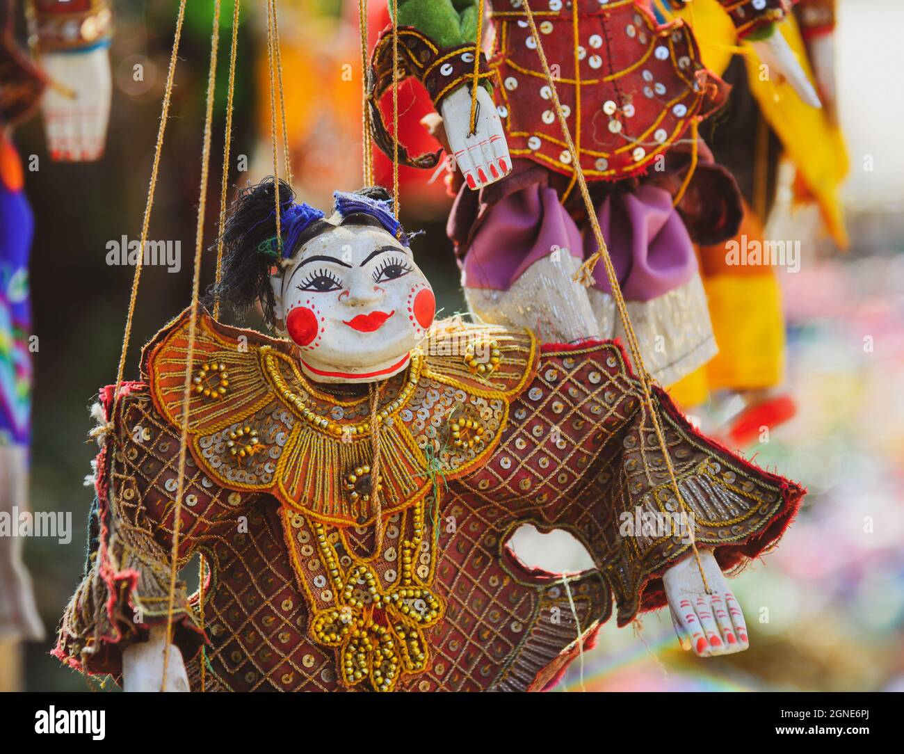 Traditional Burmese puppet for sale at the shop in Bagan, Myanmar ...