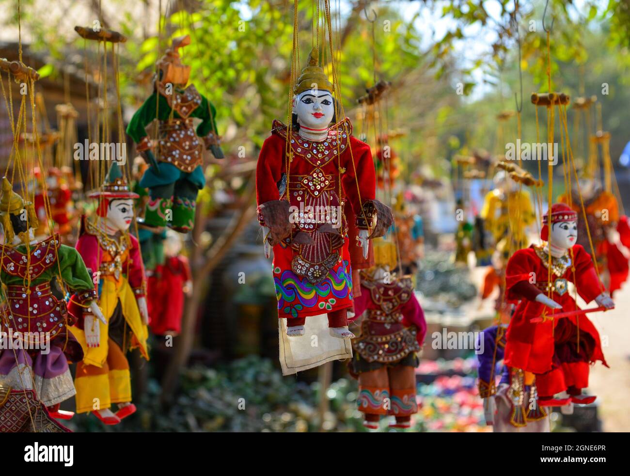 Traditional Burmese puppet for sale at the shop in Bagan, Myanmar ...