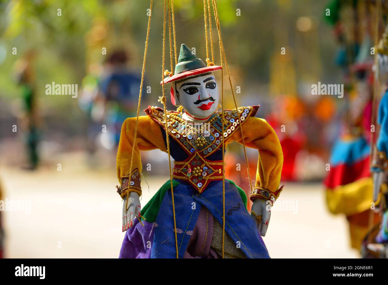 Traditional Burmese puppet for sale at the shop in Bagan, Myanmar ...