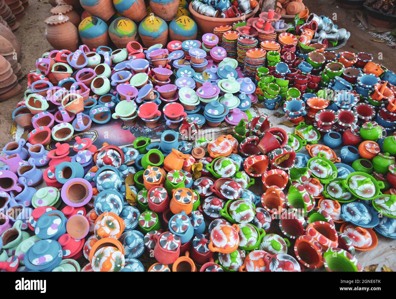 Traditional pottery shop in Bagan, Myanmar. Bagan is a famous tourist ...