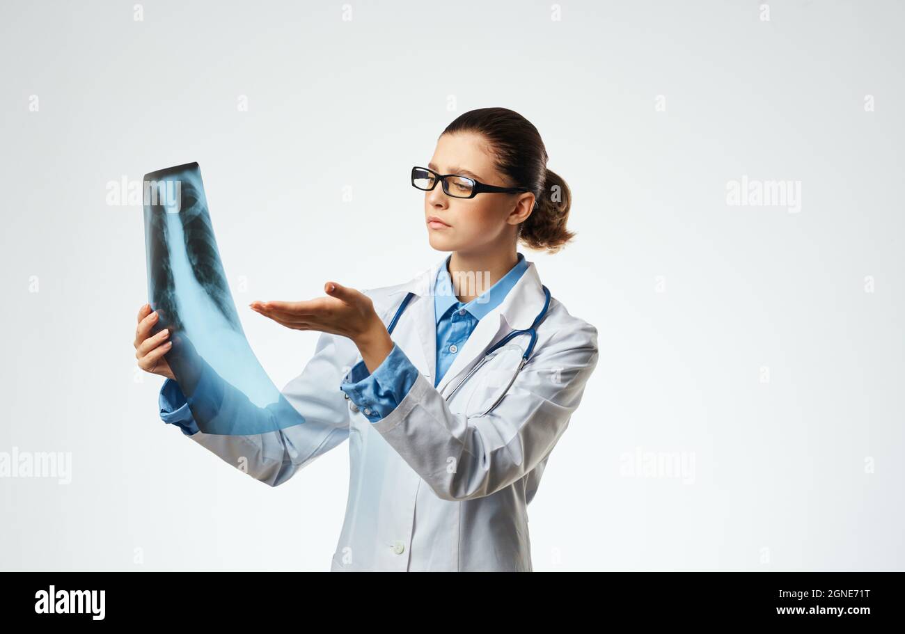 radiologist with x-ray health care isolated background Stock Photo - Alamy