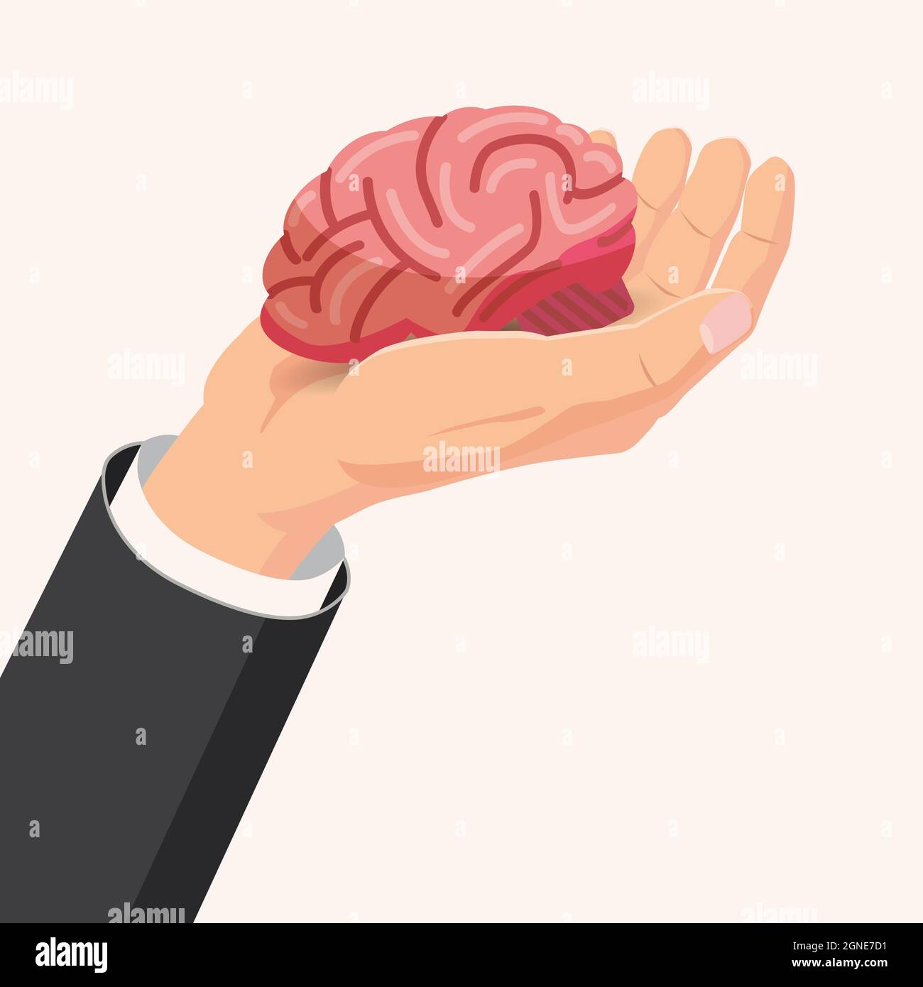 Hand holding brain carefully symbolic of mental health. Concept ...