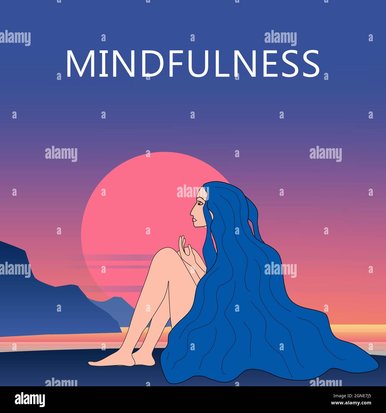 Woman thinking at the beach Stock Vector Images - Alamy
