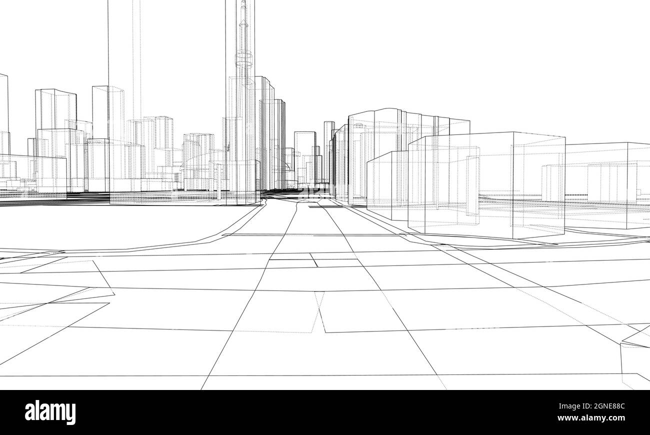 Vector 3d urban landscape. Buildings and roads Stock Vector Image & Art ...