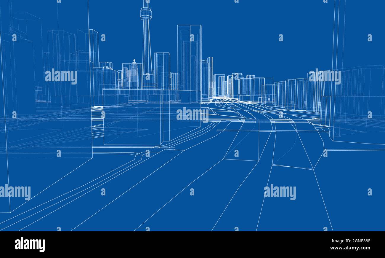 Vector 3d urban landscape. Buildings and roads Stock Vector Image & Art ...