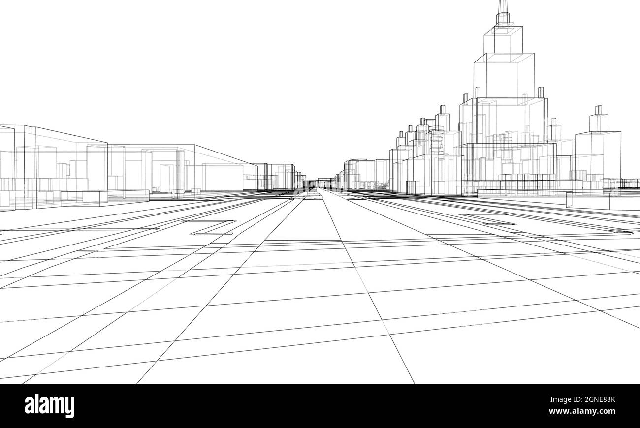 Vector lines buildings and city roads, town design Stock Vector Image ...