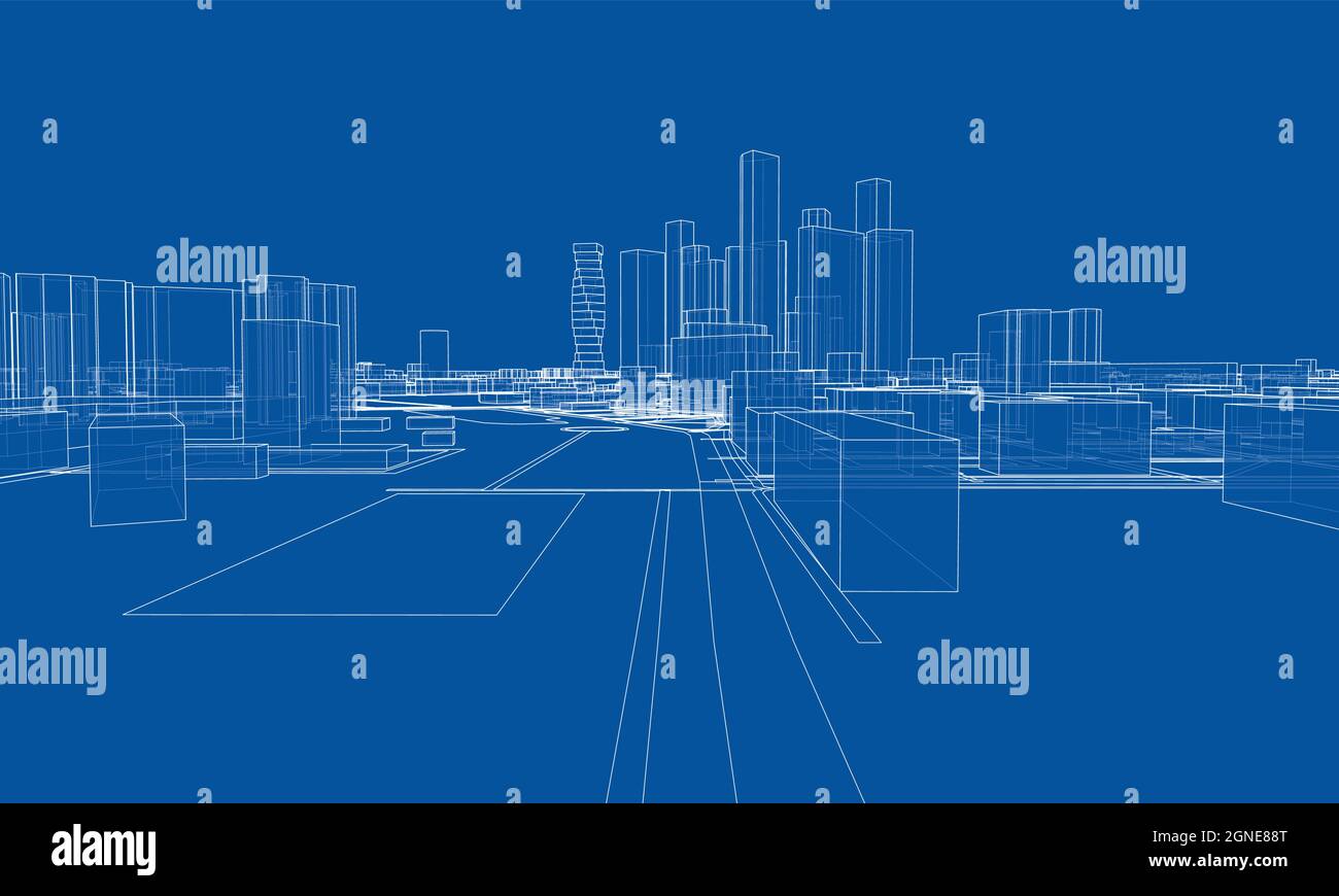 Vector lines buildings and city roads, town design Stock Vector Image ...