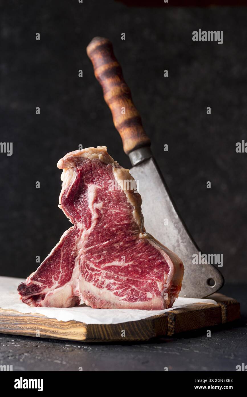 front view meat with cleaver. High quality and resolution beautiful ...