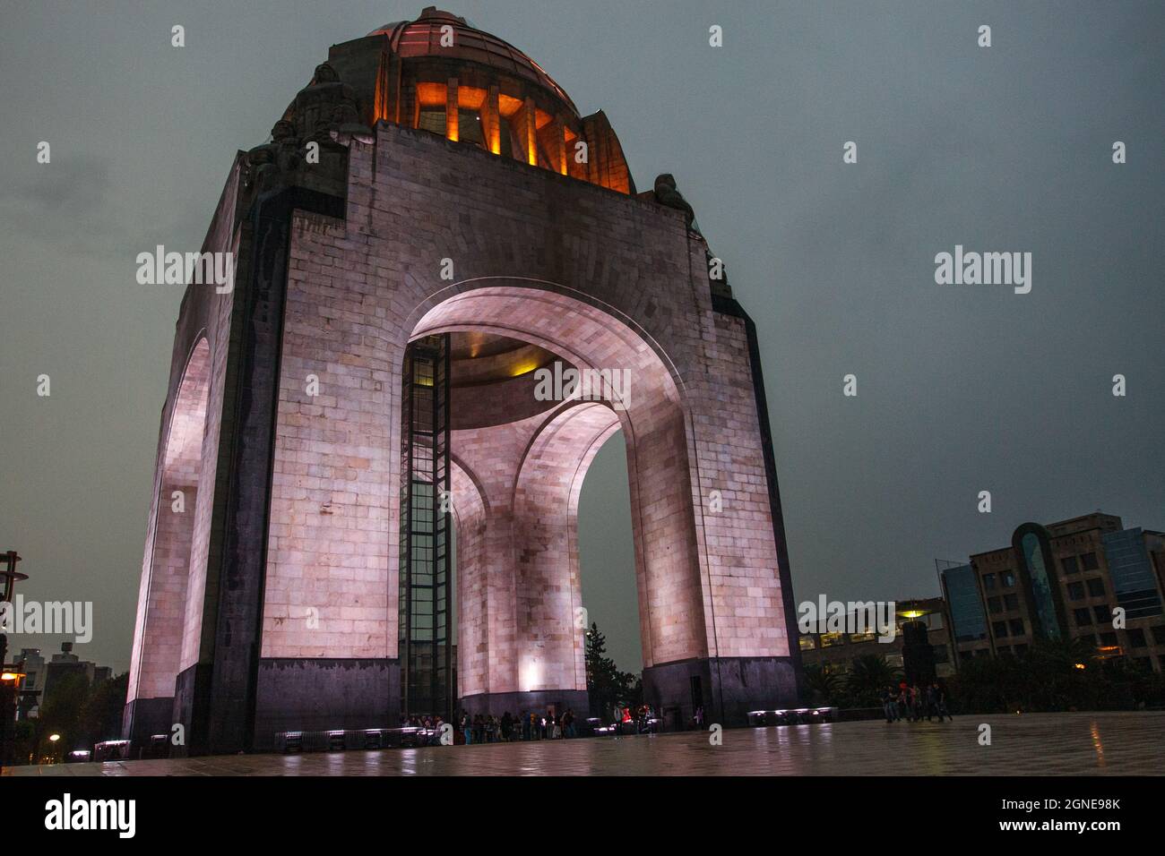 Majestic Monument to the Revolution landmark at night in Mexico City ...