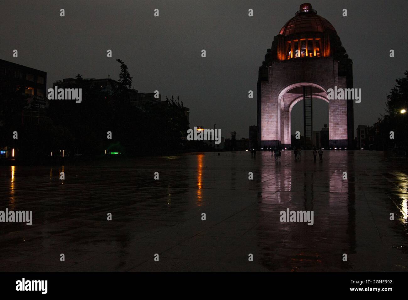 Majestic Monument to the Revolution landmark at night in Mexico City ...