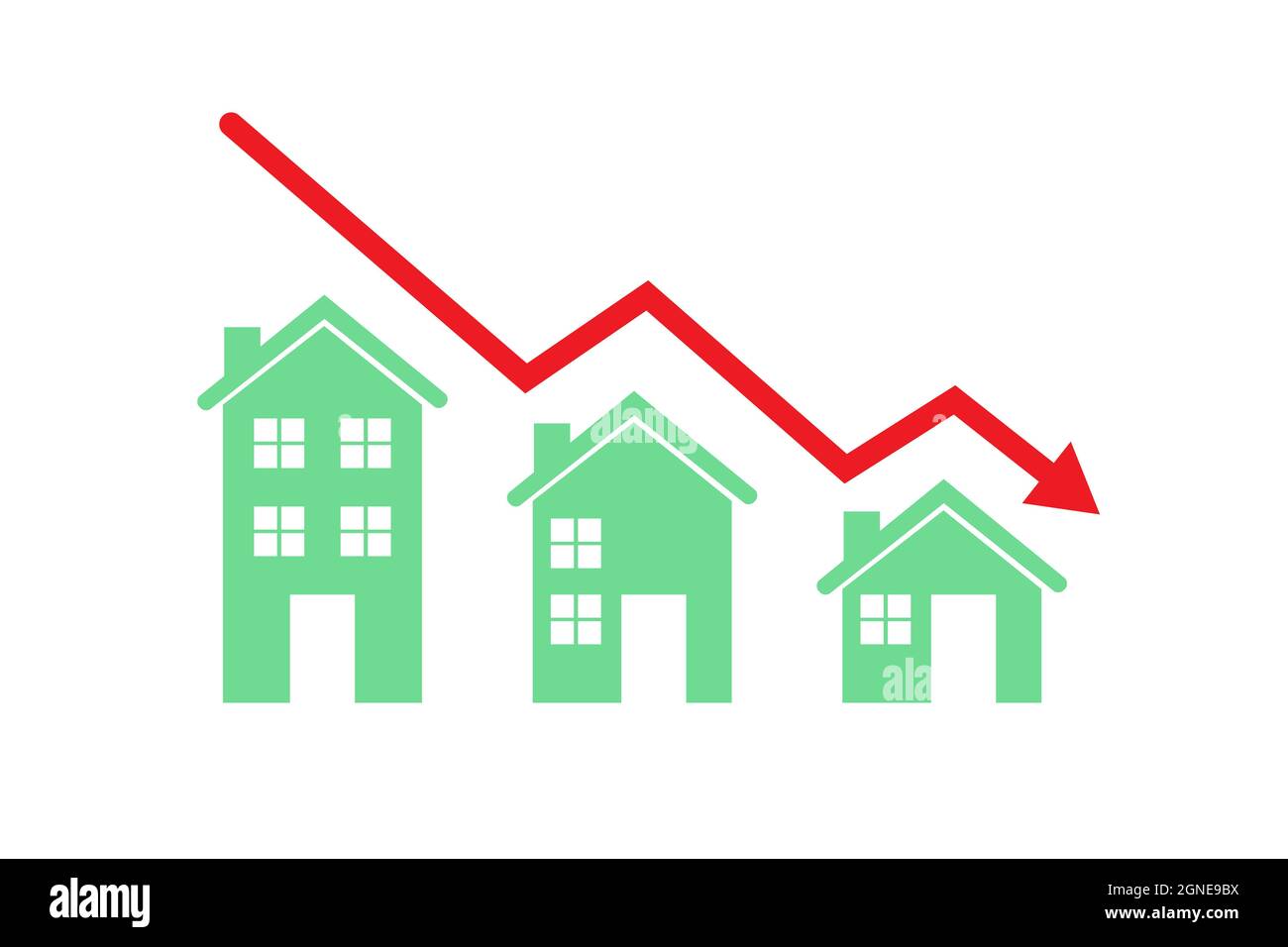 Property market bubble illustration with houses and the chart Stock ...