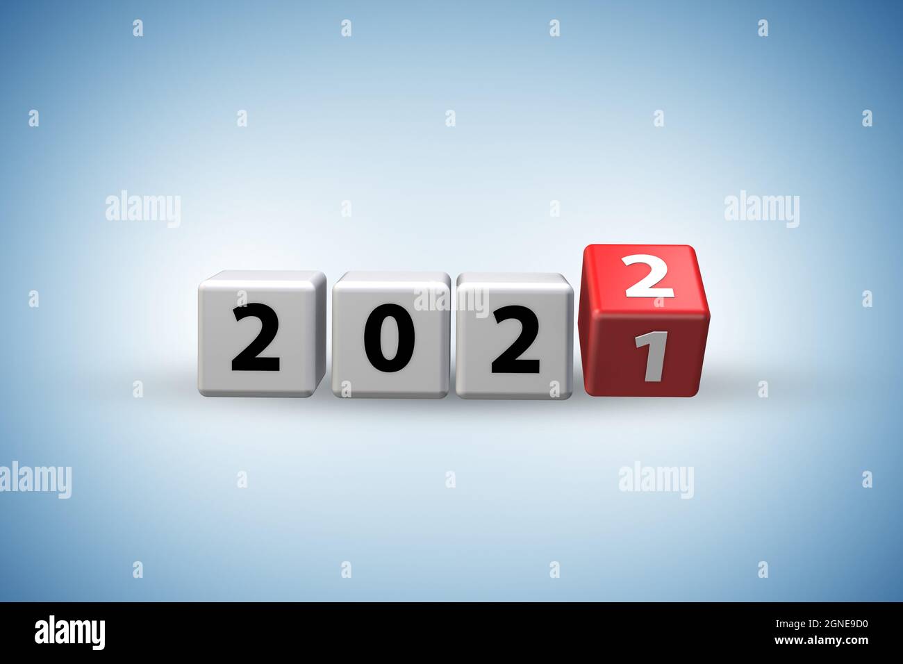 Concept of changing year from 2021 to 2022 - 3d rendering Stock Photo ...