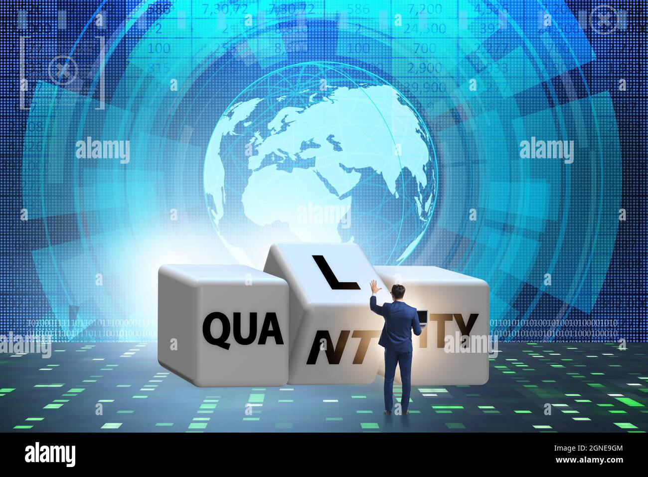 Dilemma of the quantity versus quality Stock Photo - Alamy