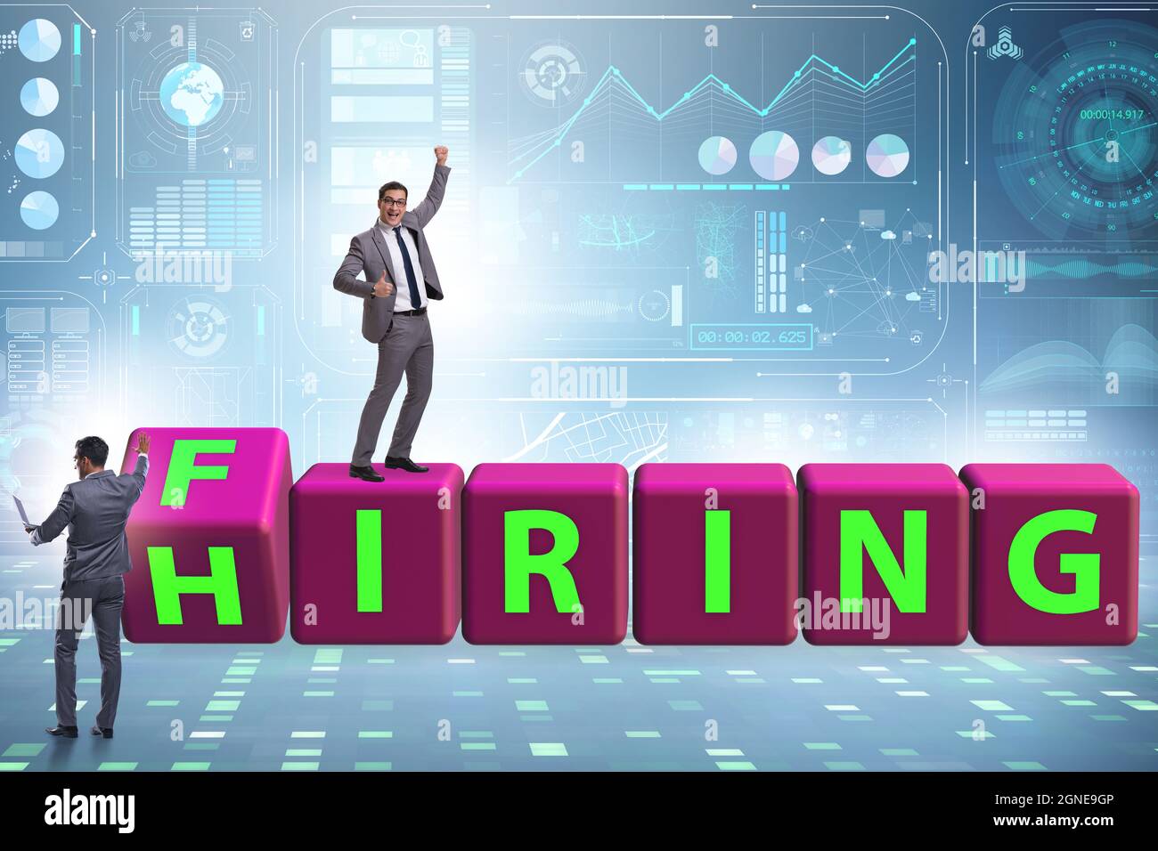 Hiring and firing concept with the turning cubes Stock Photo - Alamy